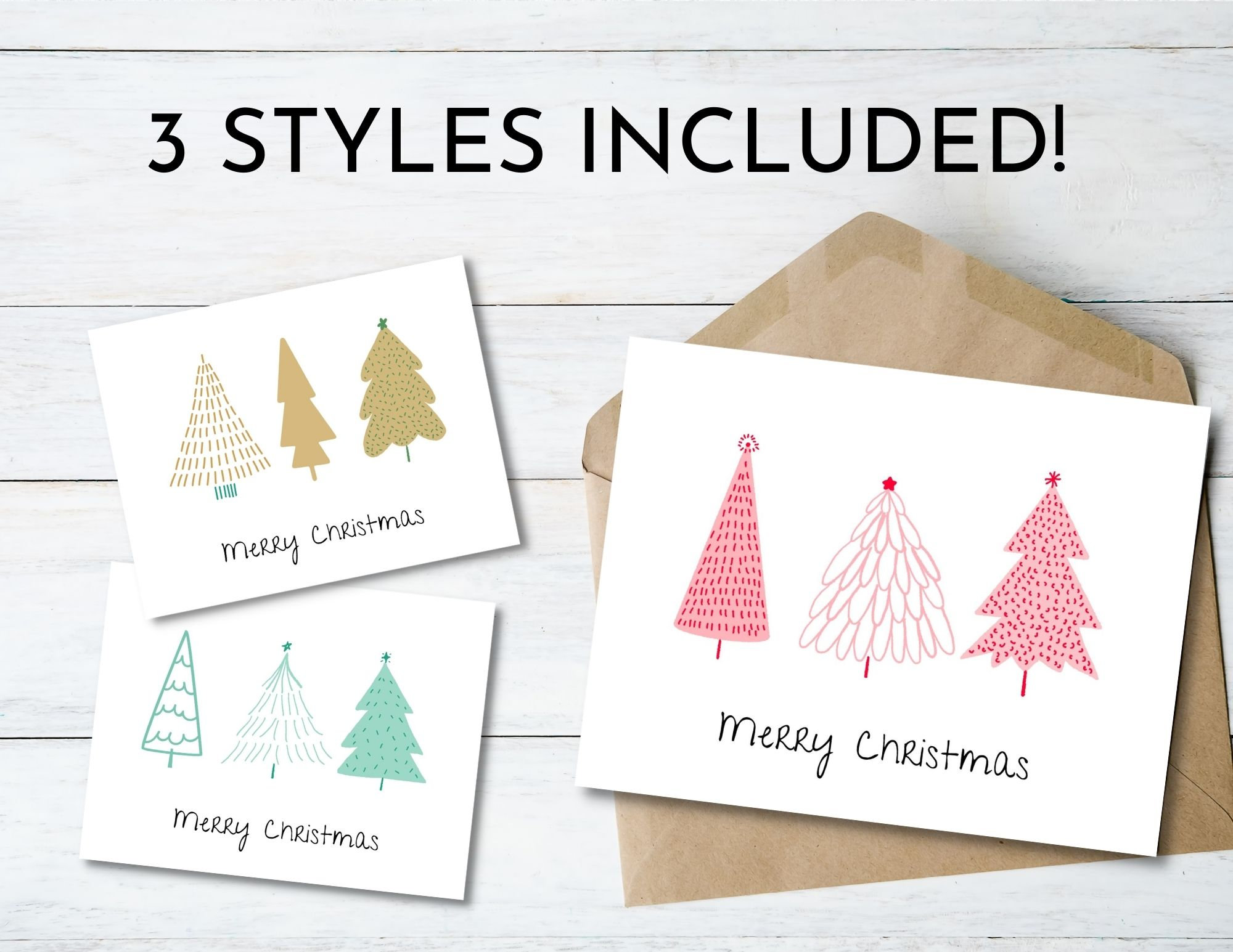 Christmas Card Digital Download Printable, Christmas Tree Cards ...