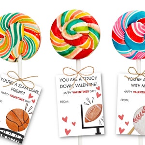 Sports Theme Valentine Tags, Kids Valentines Cards, Printable Tags for ...