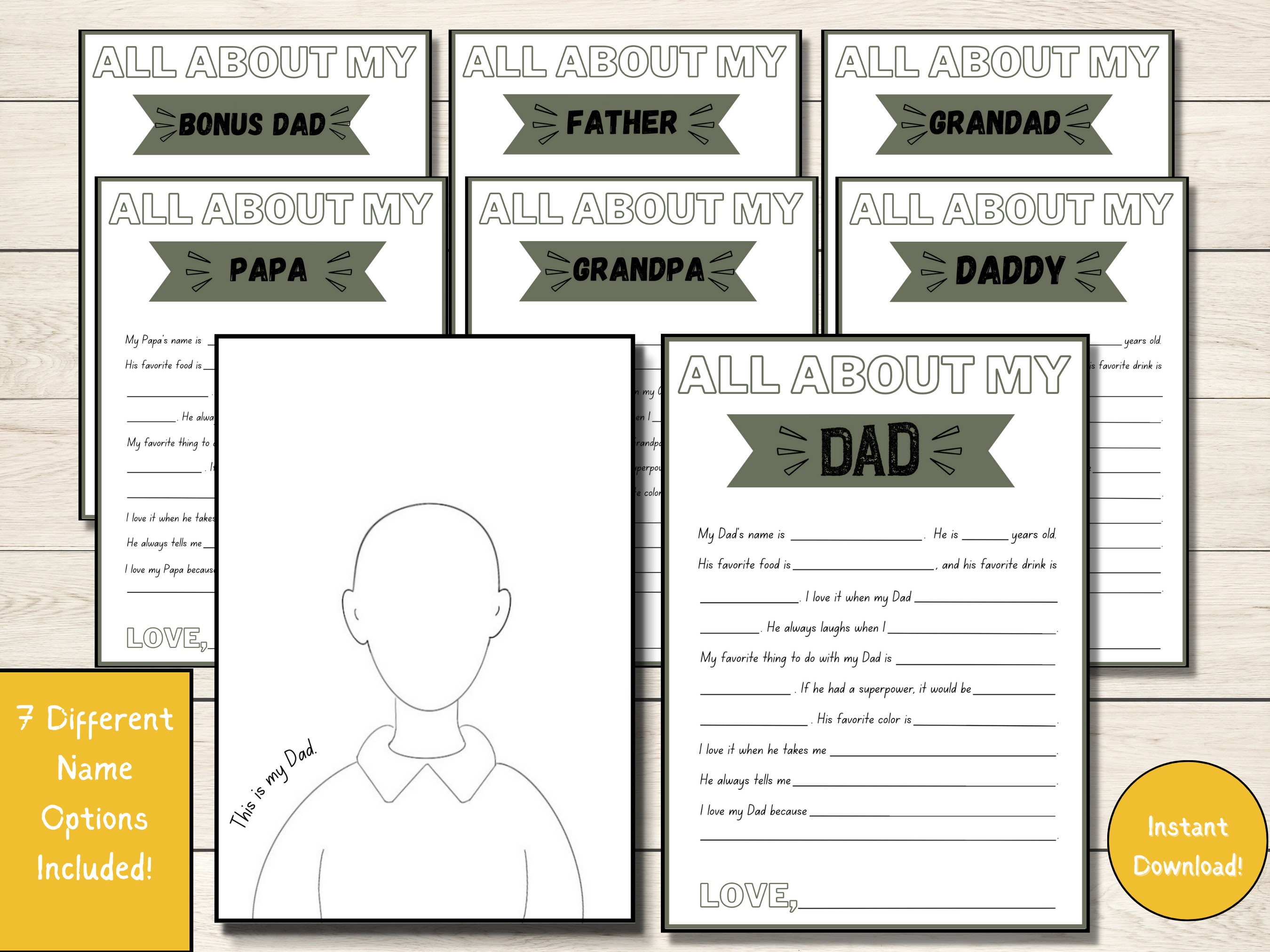 Printable Father's Day Card, Birthday Cards for Dad, Personalized Gift ...