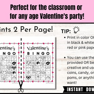 20 Printable Valentine's Bingo Cards for Kids, Valentine's Games ...