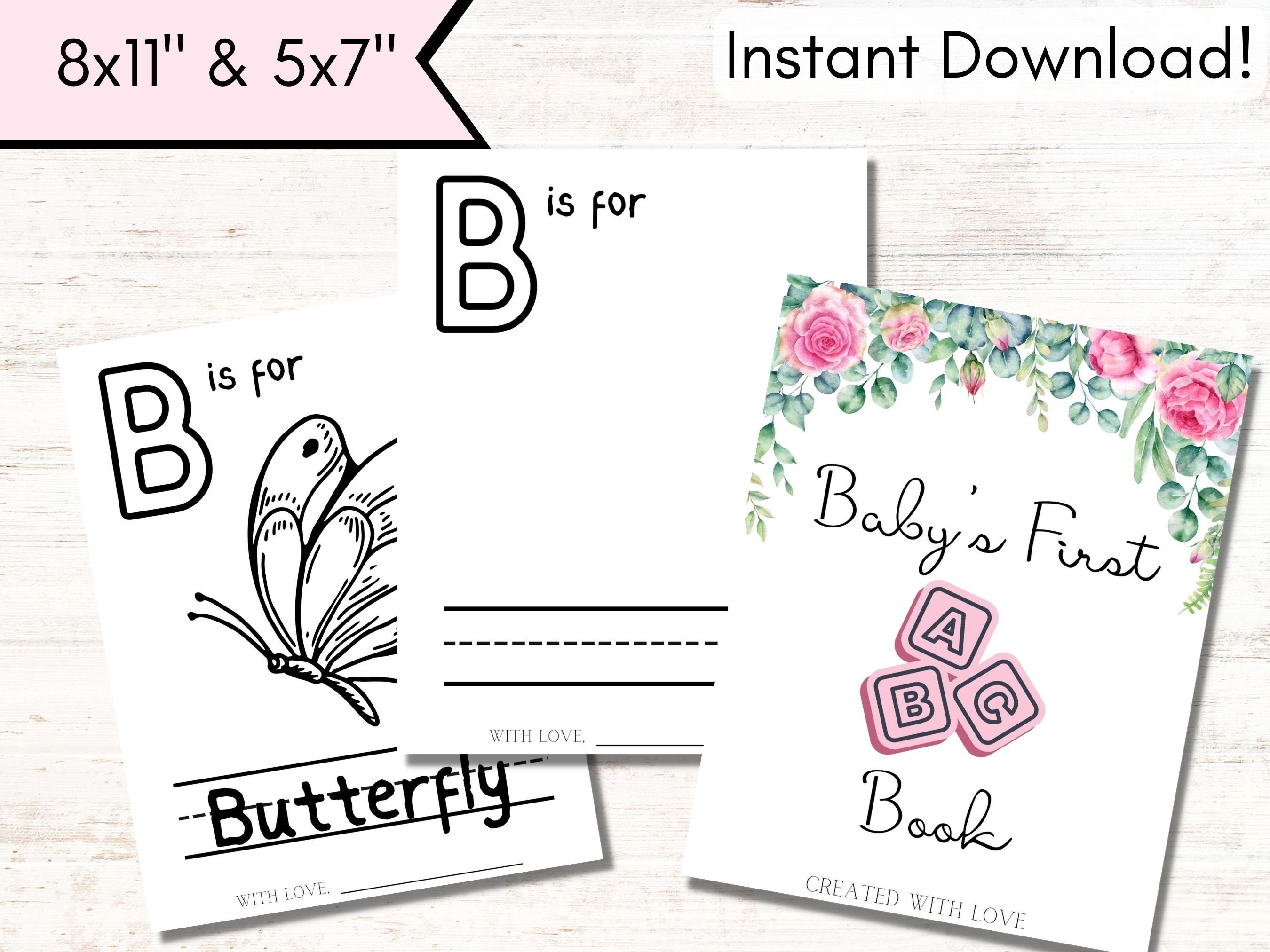 PRINTABLE Baby Shower Coloring Pages, ABC Book Baby Shower Games, Baby ...