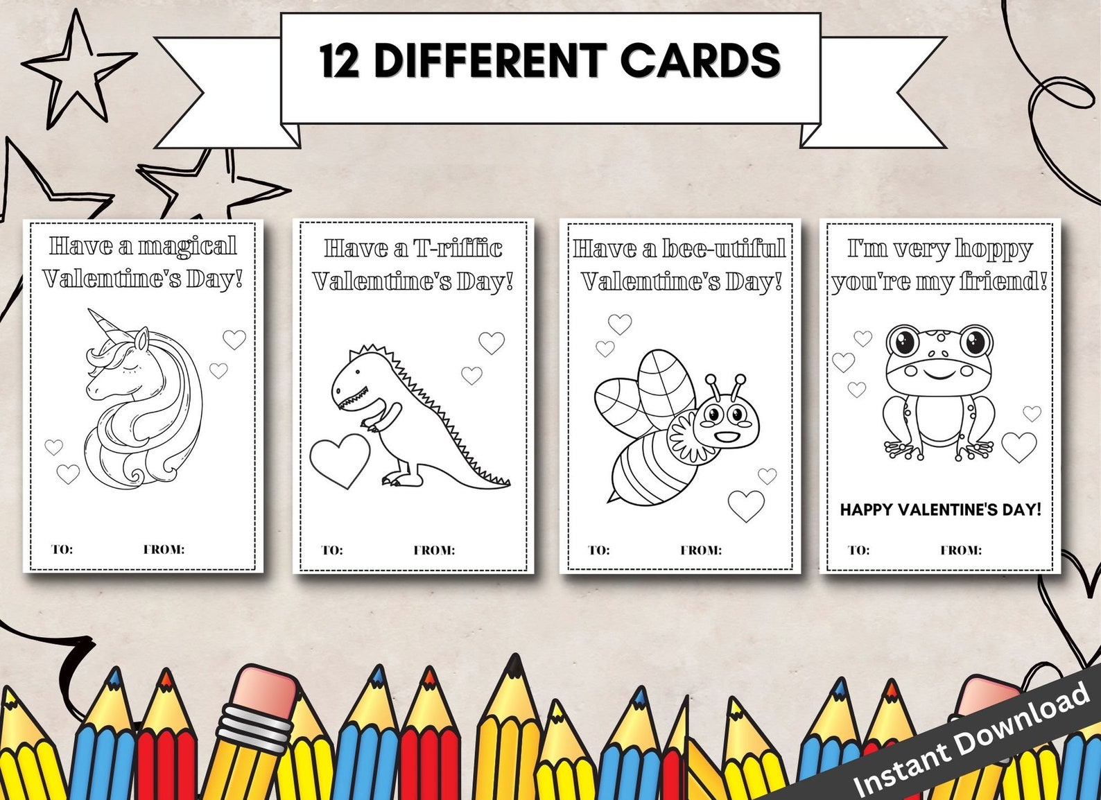 Valentine Gift Tags, Printable Coloring Pages for Kids, Kids Valentines ...