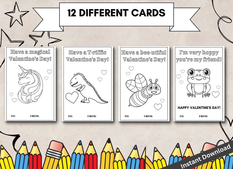 Kids Valentines Cards, Printable Valentines Cards, Coloring Page ...
