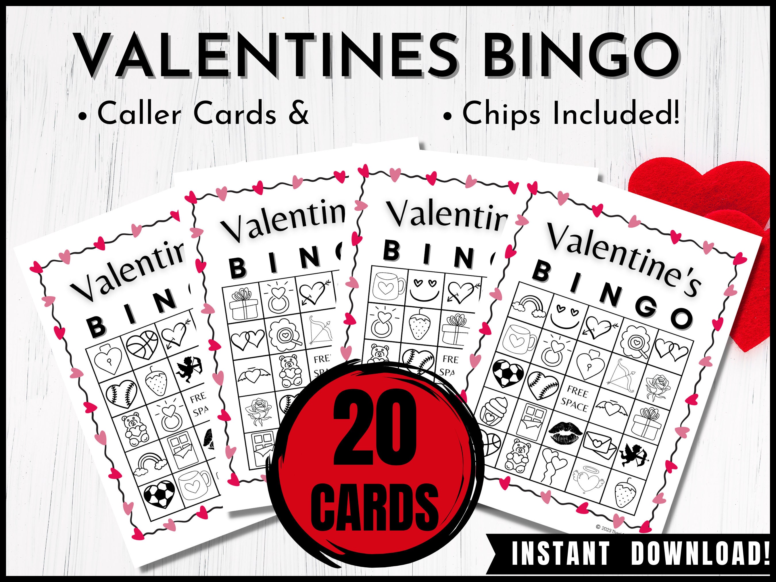 Valentines Day Bingo Cards, 20 Printable Bingo Cards for Kids ...
