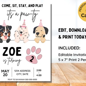 EDITABLE Dog Pawty Bundle, Printable Puppy Party Games, Adopt a Puppy ...