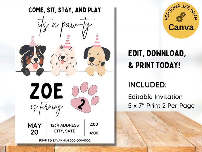 EDITABLE Dog Pawty Bundle, Printable Puppy Party Games, Adopt a Puppy ...