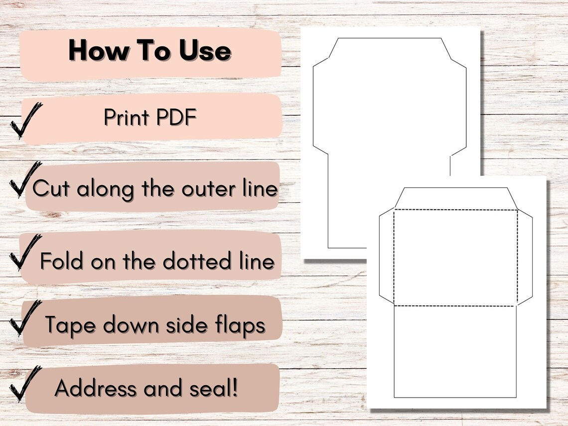 DIY Envelope, Printable Envelope Template, A2 Envelope Template, A7 ...