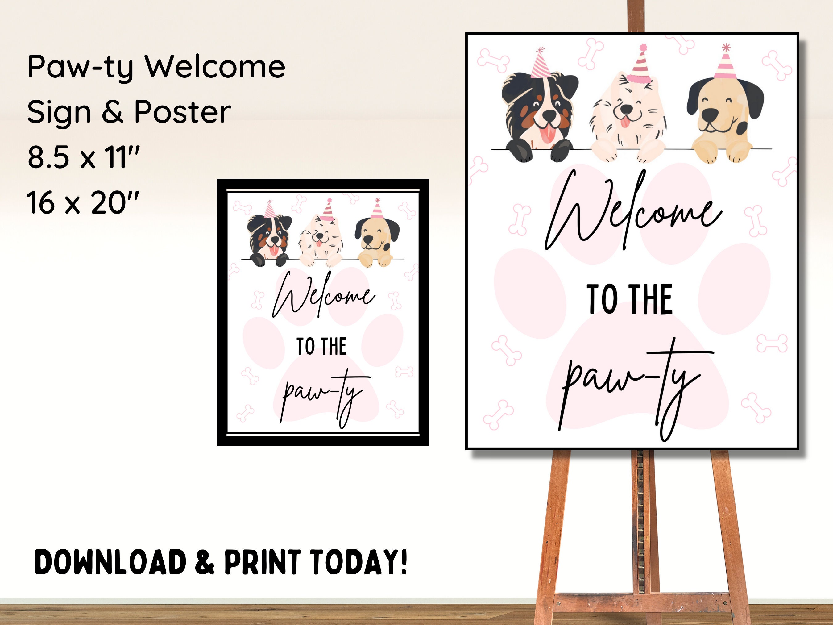 PRINTABLE Welcome to the Party Poster, Dog Birthday Welcome Signs, Dog ...