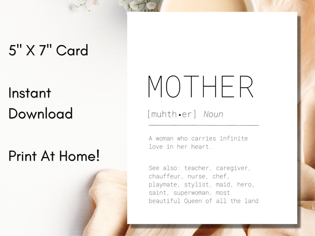 Mother Definition Card, Funny Card for Mom, Funny Birthday Card for Mom ...