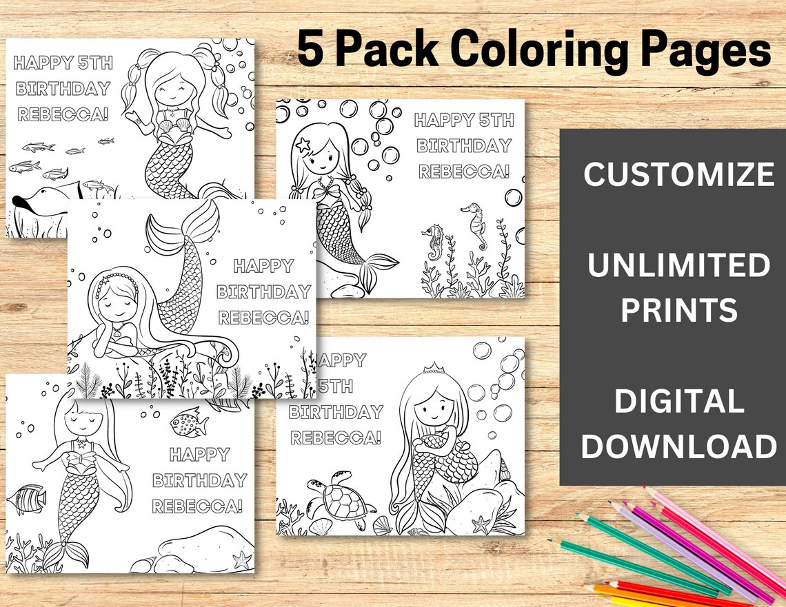 Mermaid Coloring Pages, Mermaid Themed Birthday Coloring Pages ...