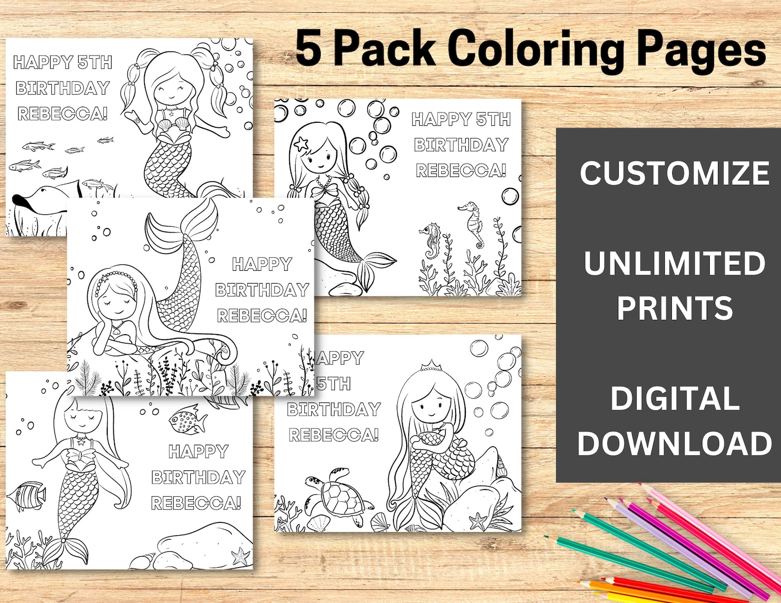 Mermaid Coloring Pages, Mermaid Themed Birthday Coloring Pages ...
