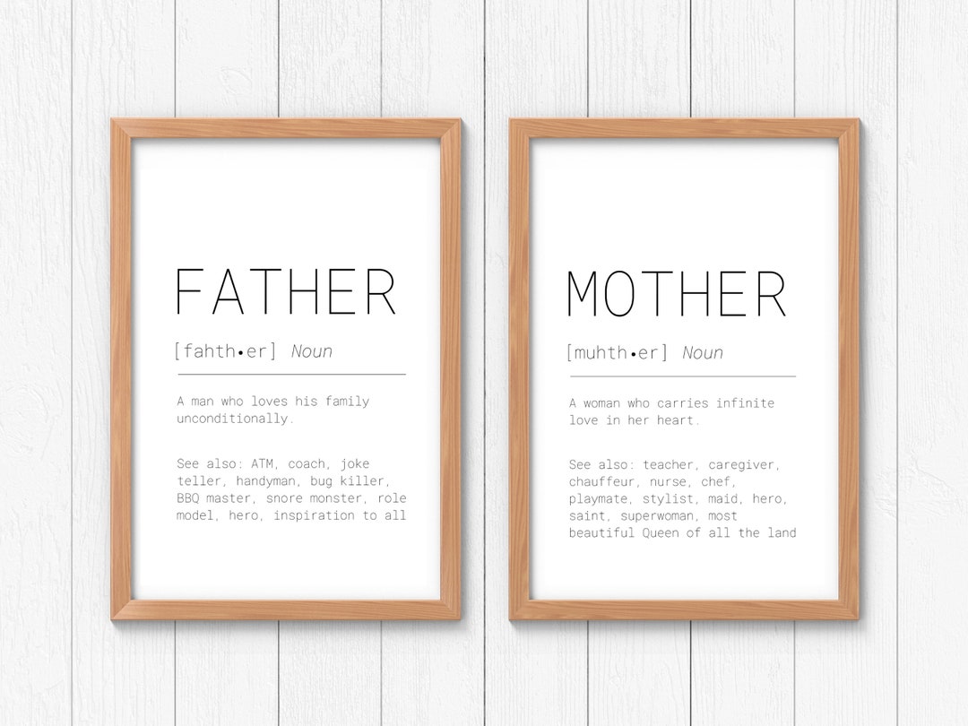 Father Print, Mother Art, Definition Print, Mom Wall Art, Dad Print ...