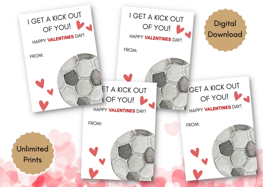 Soccer Valentine Gift Tags, Kids Valentines Cards, Printable Tags for ...
