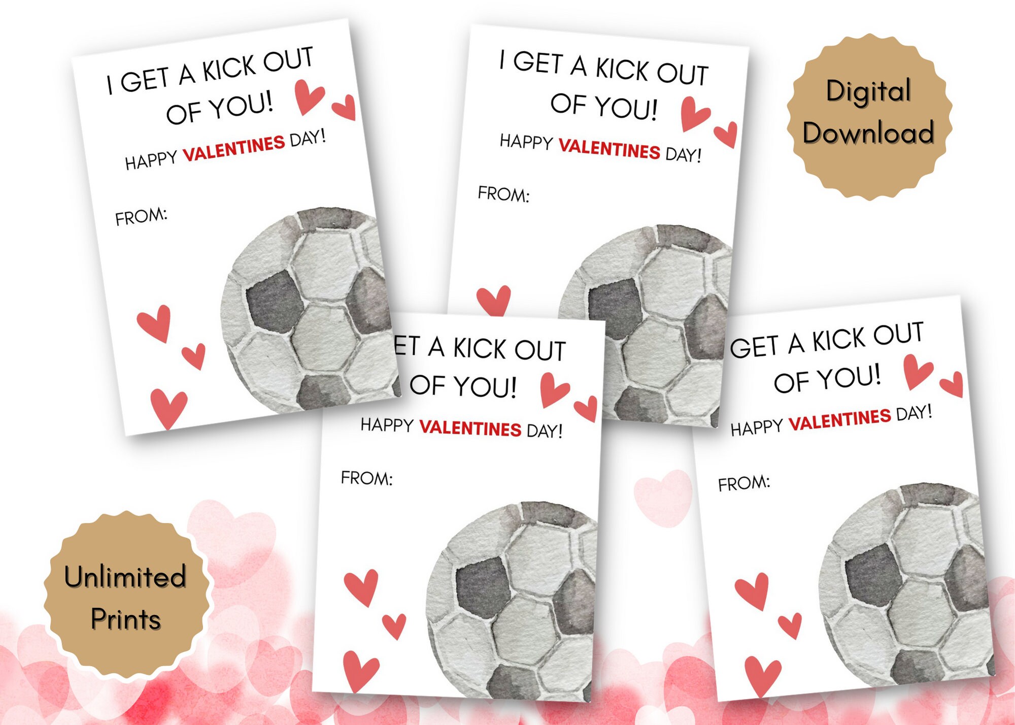 Soccer Valentine Gift Tags, Kids Valentines Cards, Printable Tags for ...