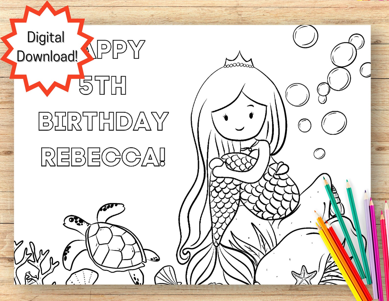 Mermaid Coloring Pages, Mermaid Themed Birthday Coloring Pages ...