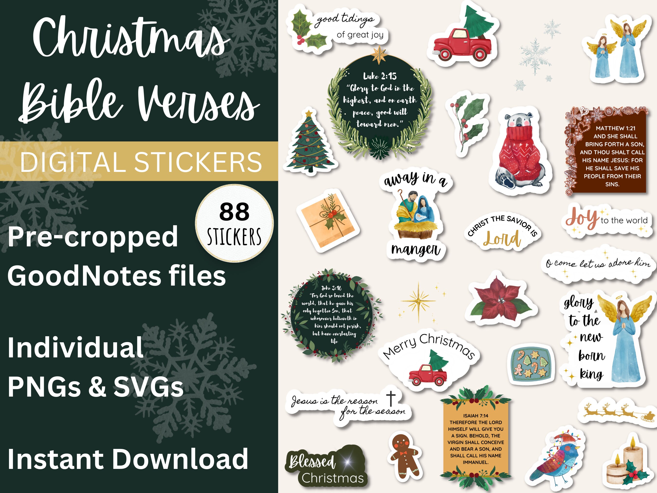 Christmas Bible Verse Stickers Faith Quotes Stickers VOLUME - Etsy