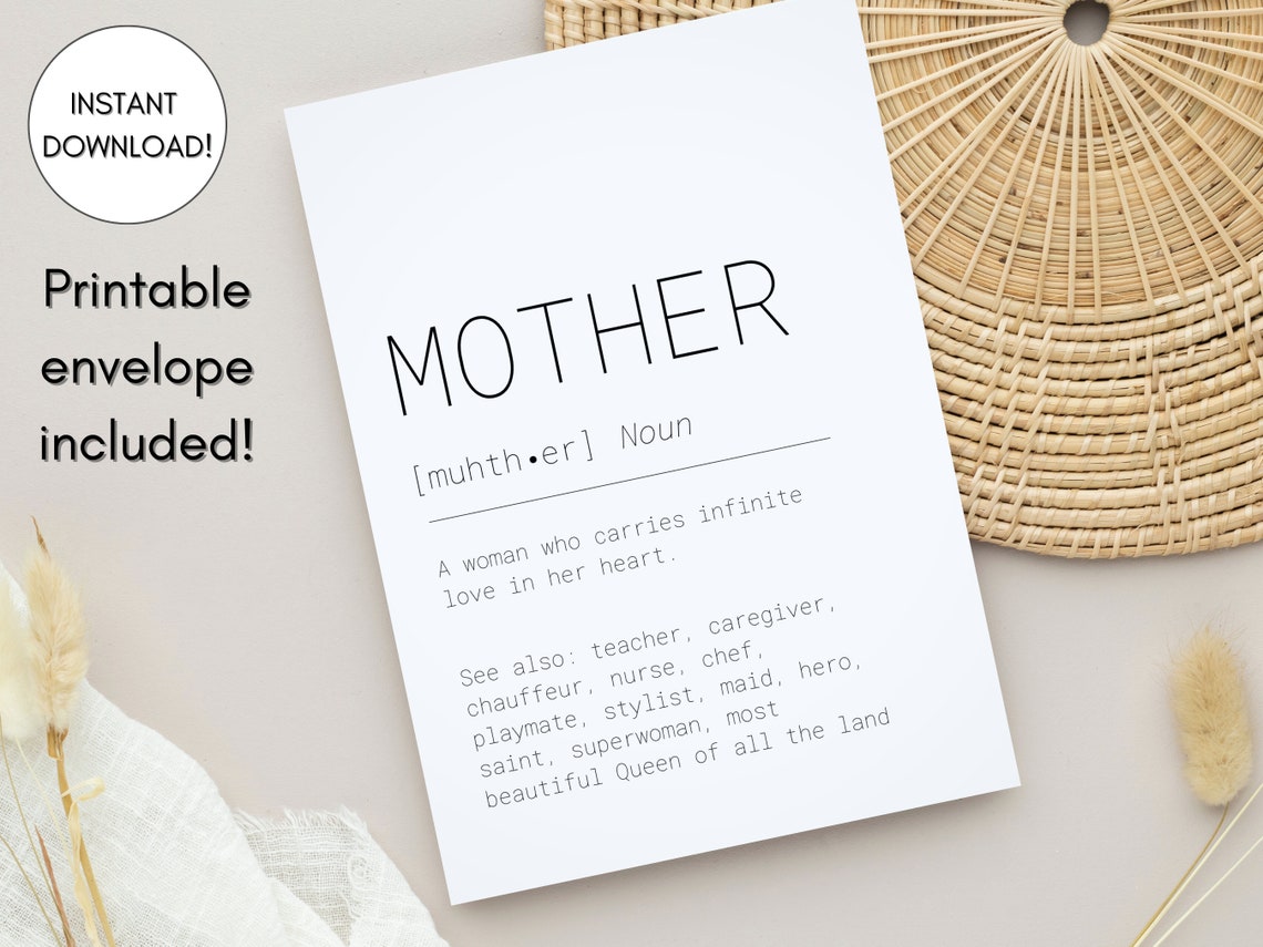 Mother Definition Card Funny Card for Mom Funny Birthday - Etsy