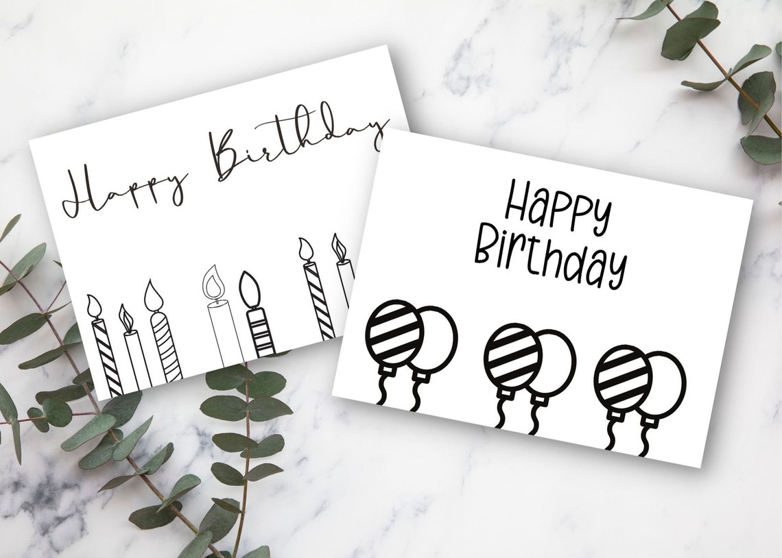 PRINTABLE Birthday Card, Simple Birthday Card, Digital Download Card ...