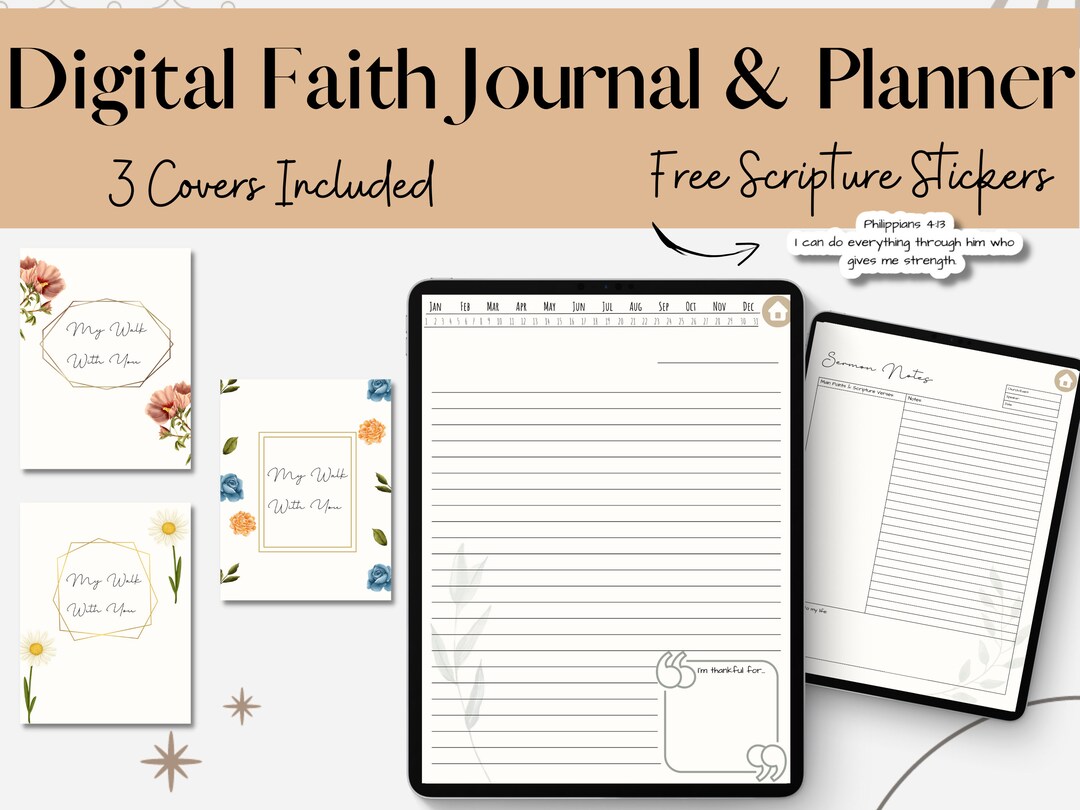 Faith Digital Planner Hyperlinked Faith Planner Christian Planner Bible ...