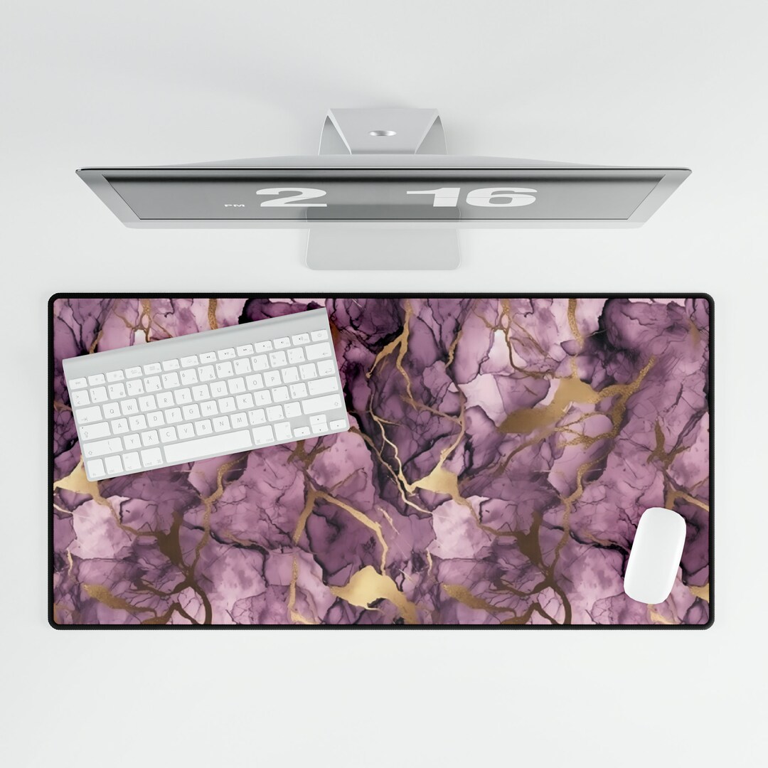 Purple Gold Desk Mat Enhance Your Desk Decor With This Aesthetic and ...