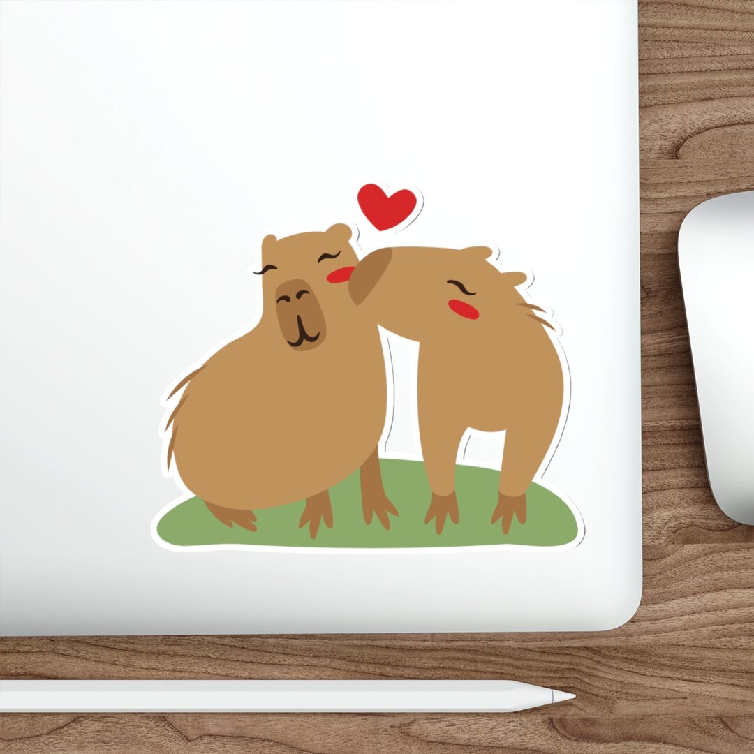 Cute Capybara Kiss Sticker Animal Stickers for Tumblers, Water Bottles ...