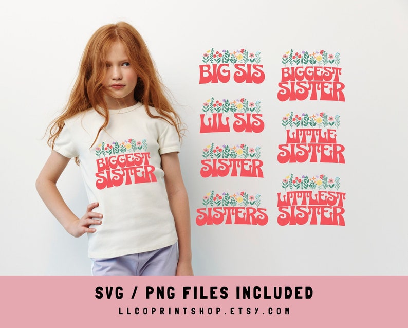 Big Sis Lil Sis SVG Bundle: Sister Announcement Designs (digital ...