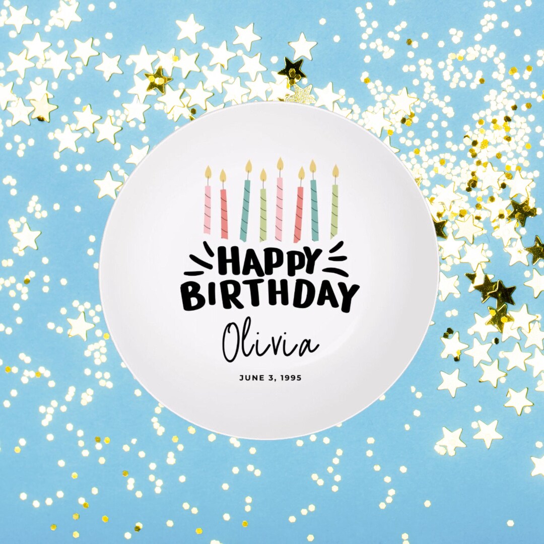 Ceramic Birthday Cake Plate Custom Name Plate Birthday Gift Keepsake ...