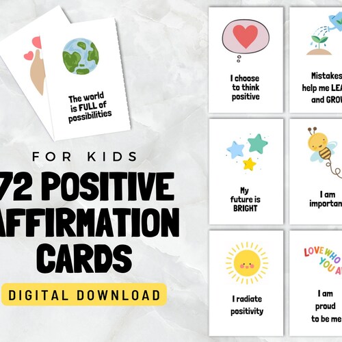 Affirmation Cards for Kids Printable Daily 45 Motivational - Etsy
