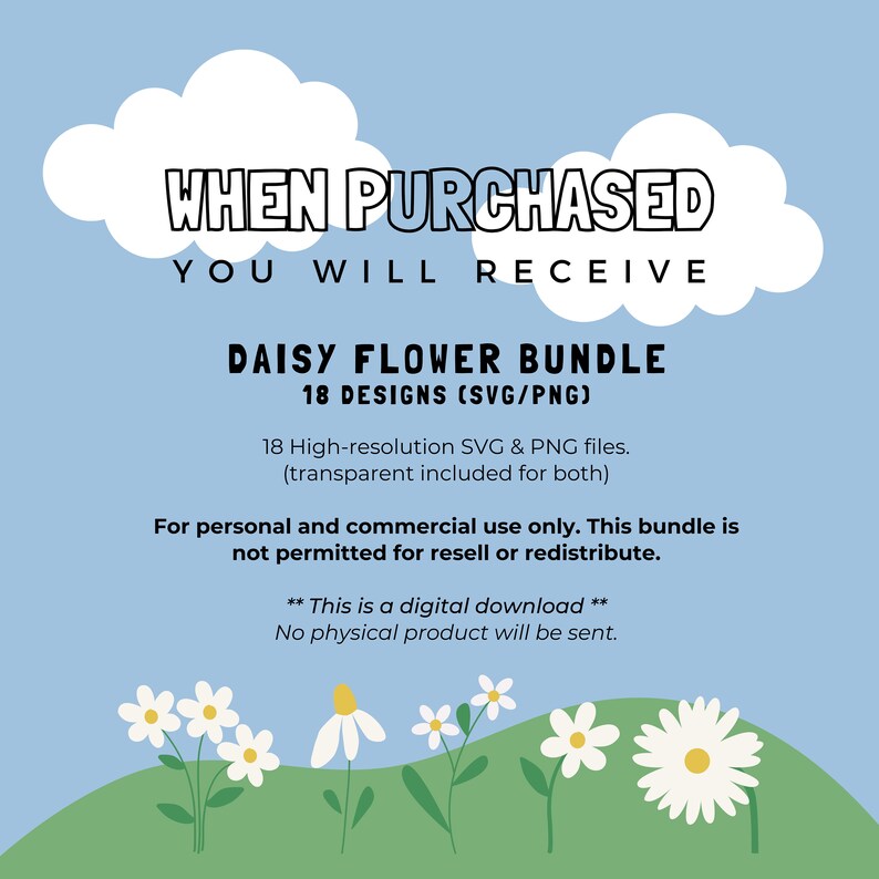 Daisy Flower Bundle, Daisy Flower SVG and PNG Files Instant Download ...