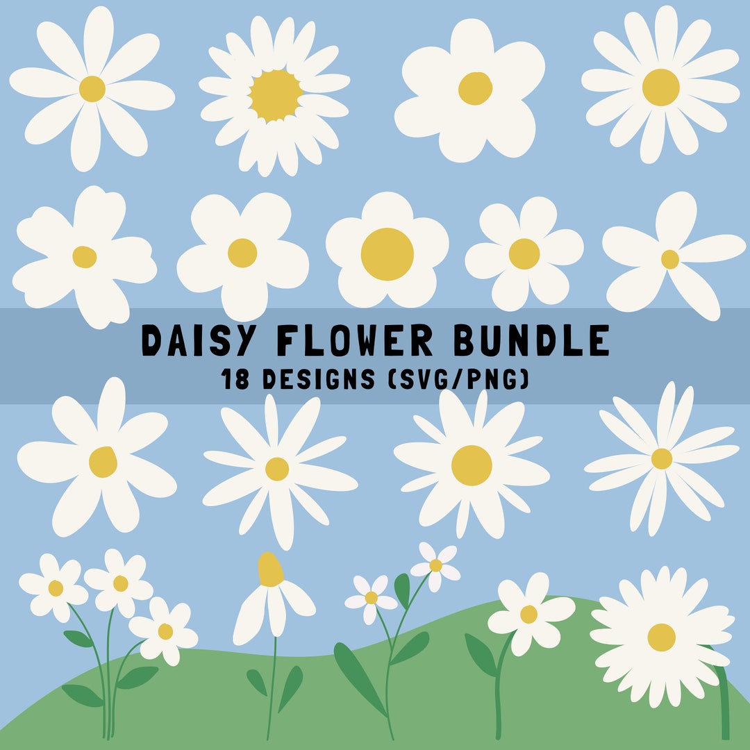 Daisy Flower Bundle, Daisy Flower SVG and PNG Files - Instant Download ...