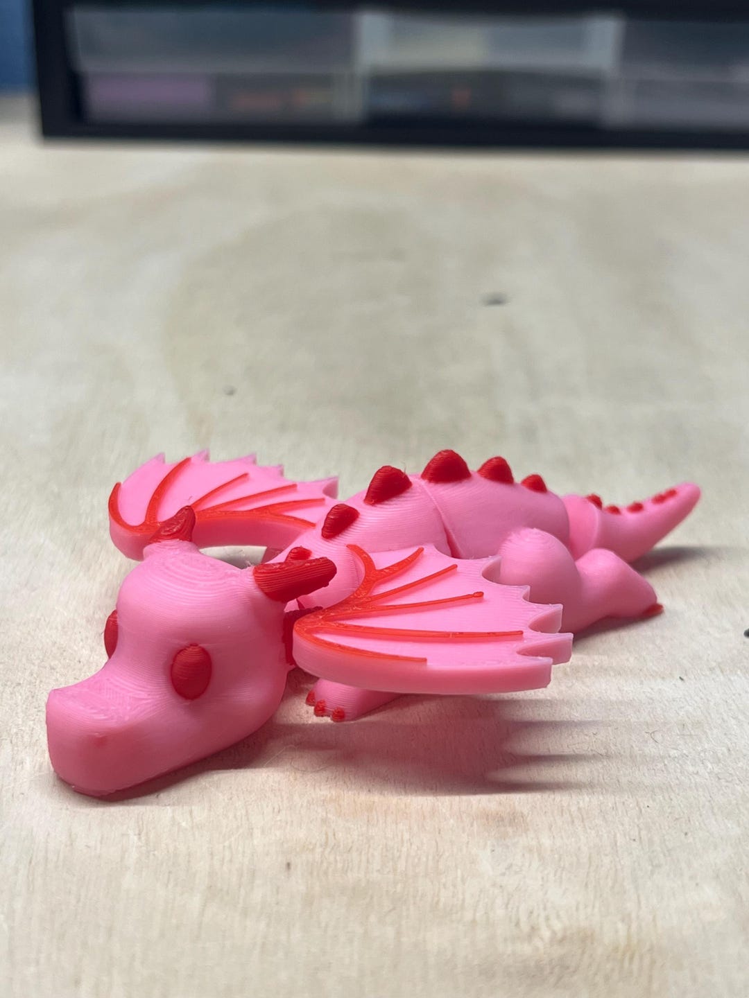 Articulated Valentine Dragon 3D Printed - Pink and Red Flexi Dragon Toy ...