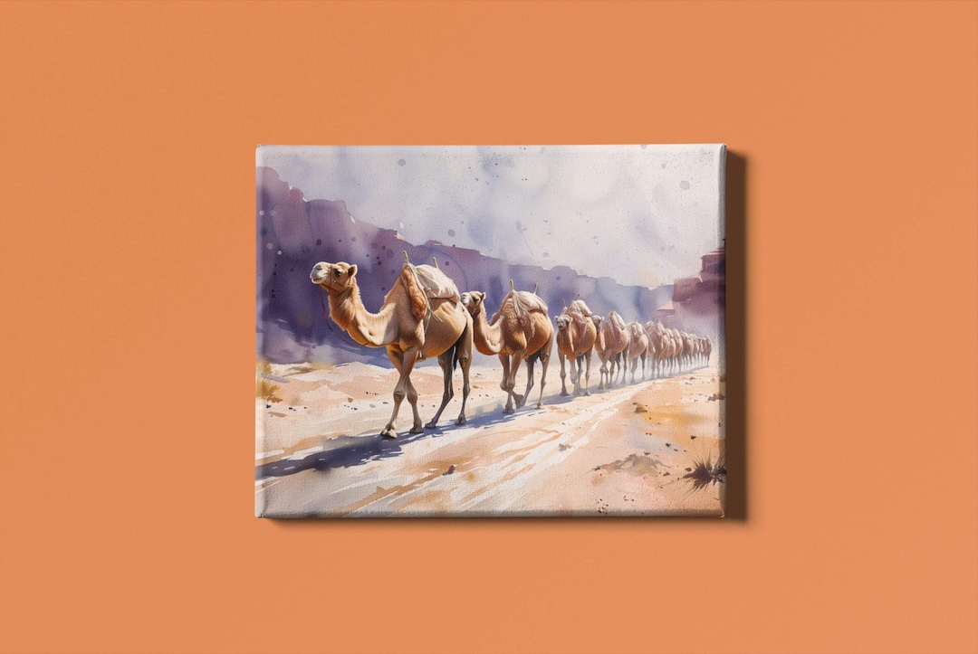 Desert Camels Art Print | Camel Wall Art | Camel Watercolor | Desert ...