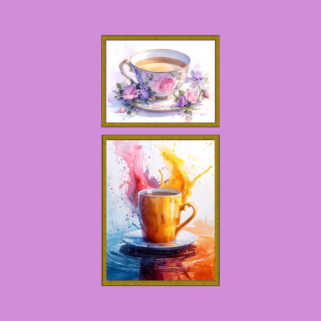 Floral Teacup Art Prints: Vintage Tea Lovers Digital Download - Etsy