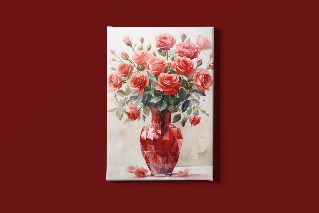 Rose Art Print | Red Rose Wall Art | Rosaceae Artwork | Floral Art ...