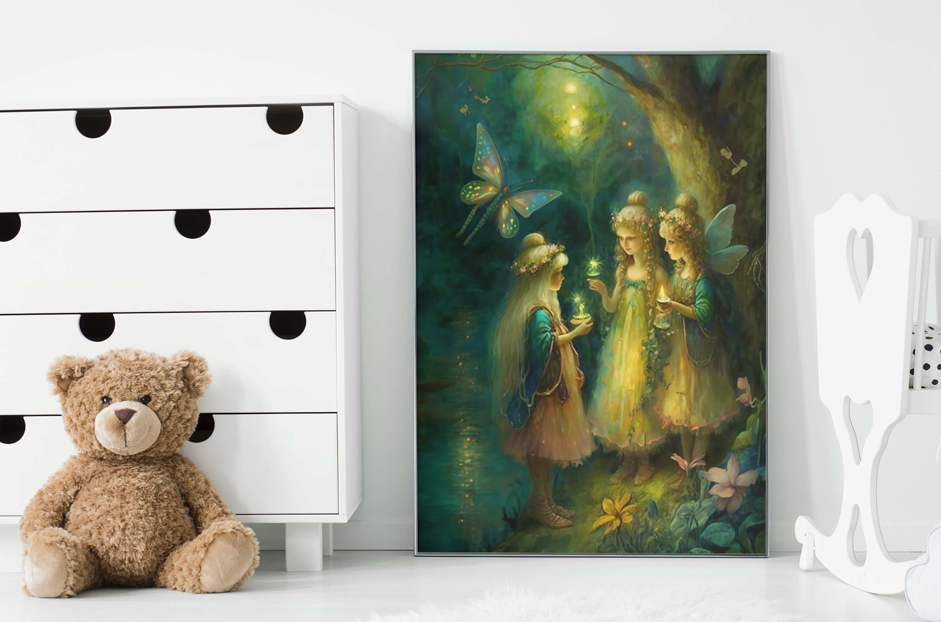Garden Fairy Art Angel With Wing Art Fairy Tale Wall Art Fable Artwork ...