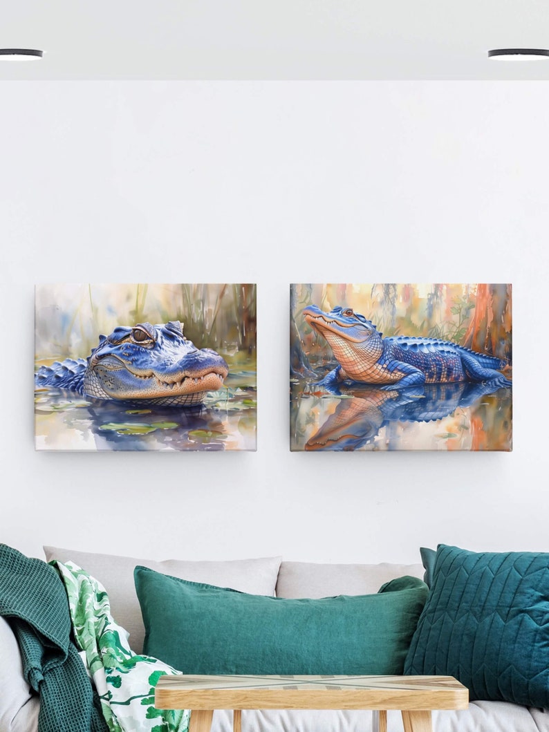 Crocodile Art Print Digital Download Bundle: Set of 2 Printable ...