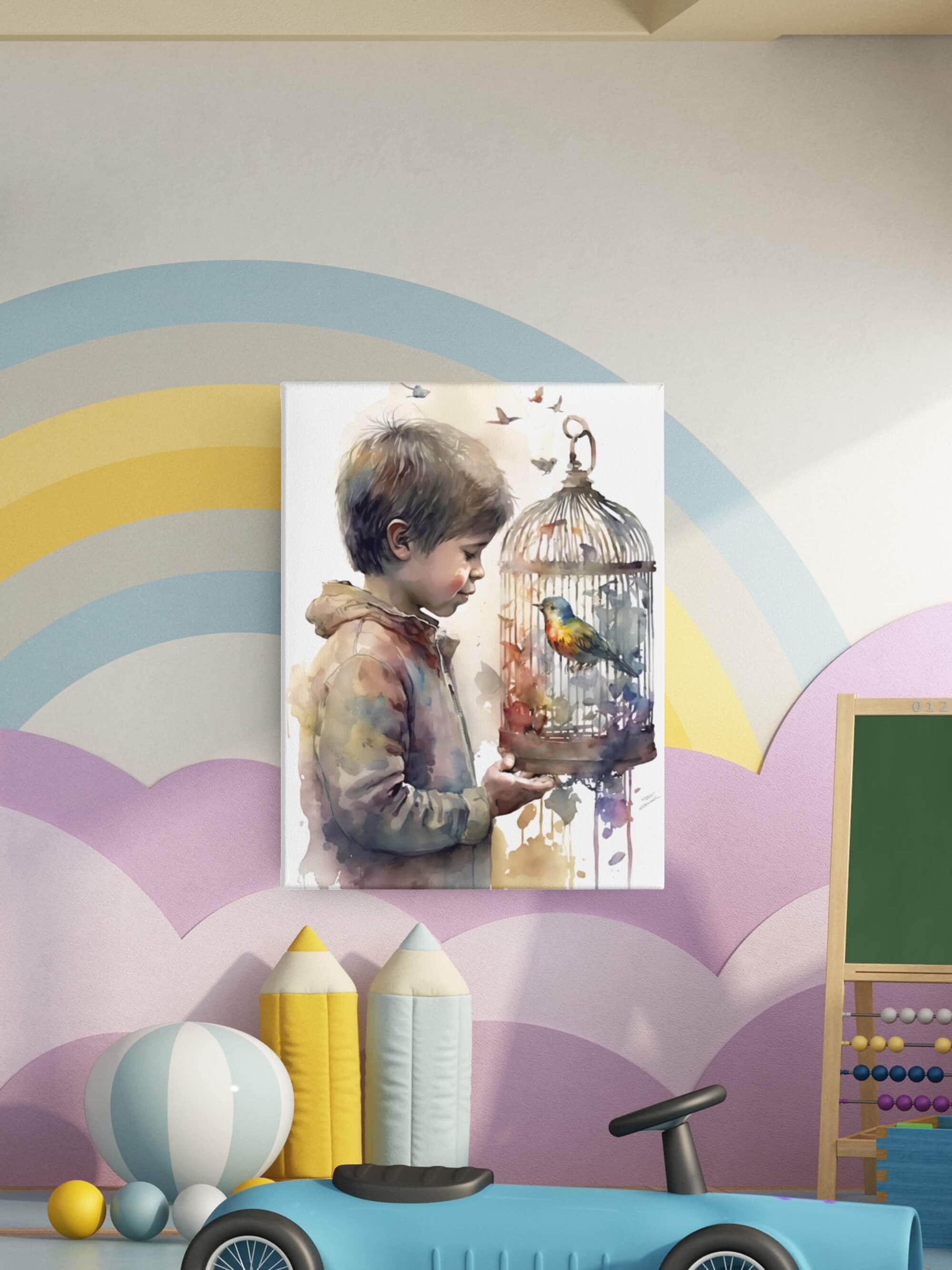 Bird Wall Art Printable Bird Cage Print Little Boy Art Nursery Print ...