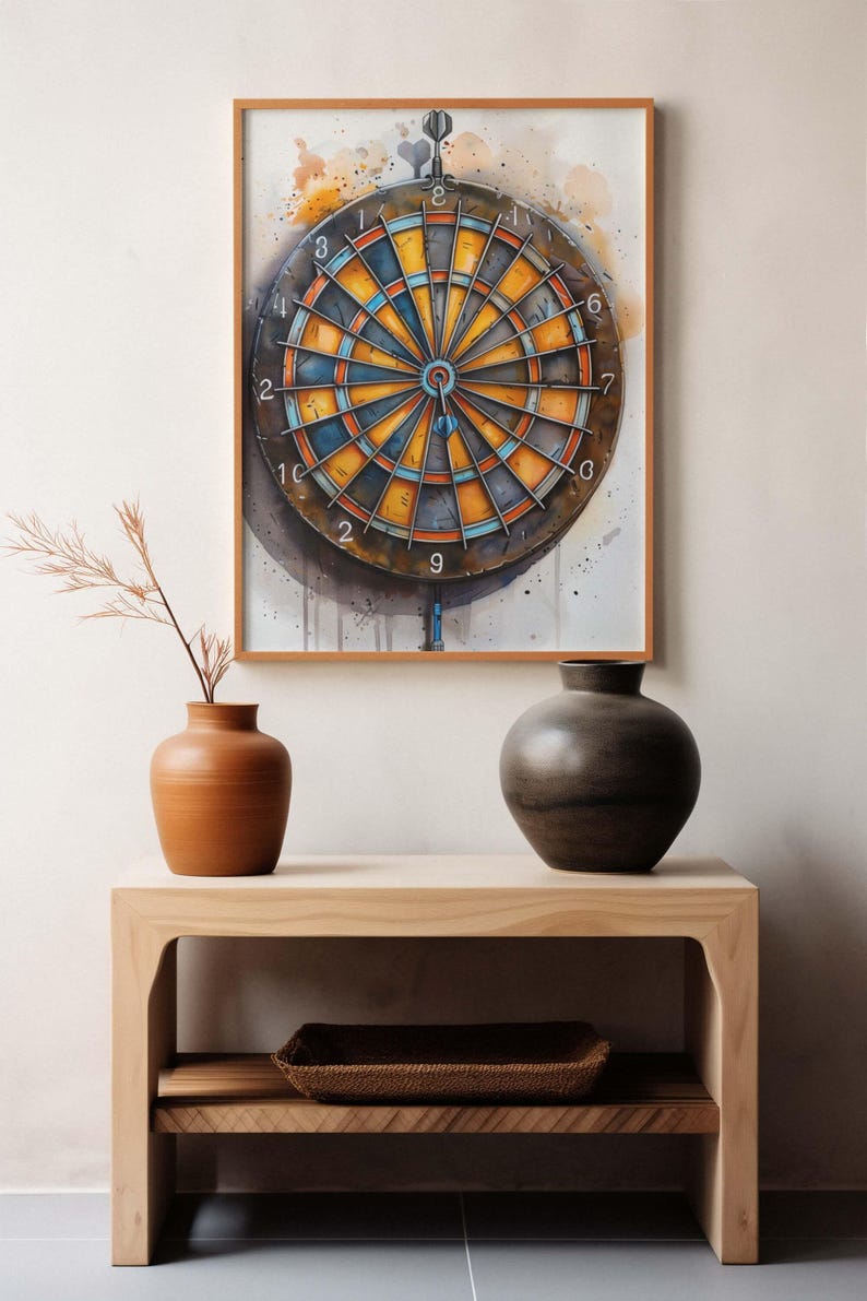 Dartboard Art Print Instant Download: Colorful Wall Decor With Dart Key ...