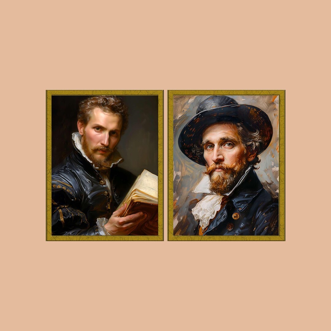 2 Vintage Man Art Print Set | Edwardian Men Wall Art | Man Reading a ...