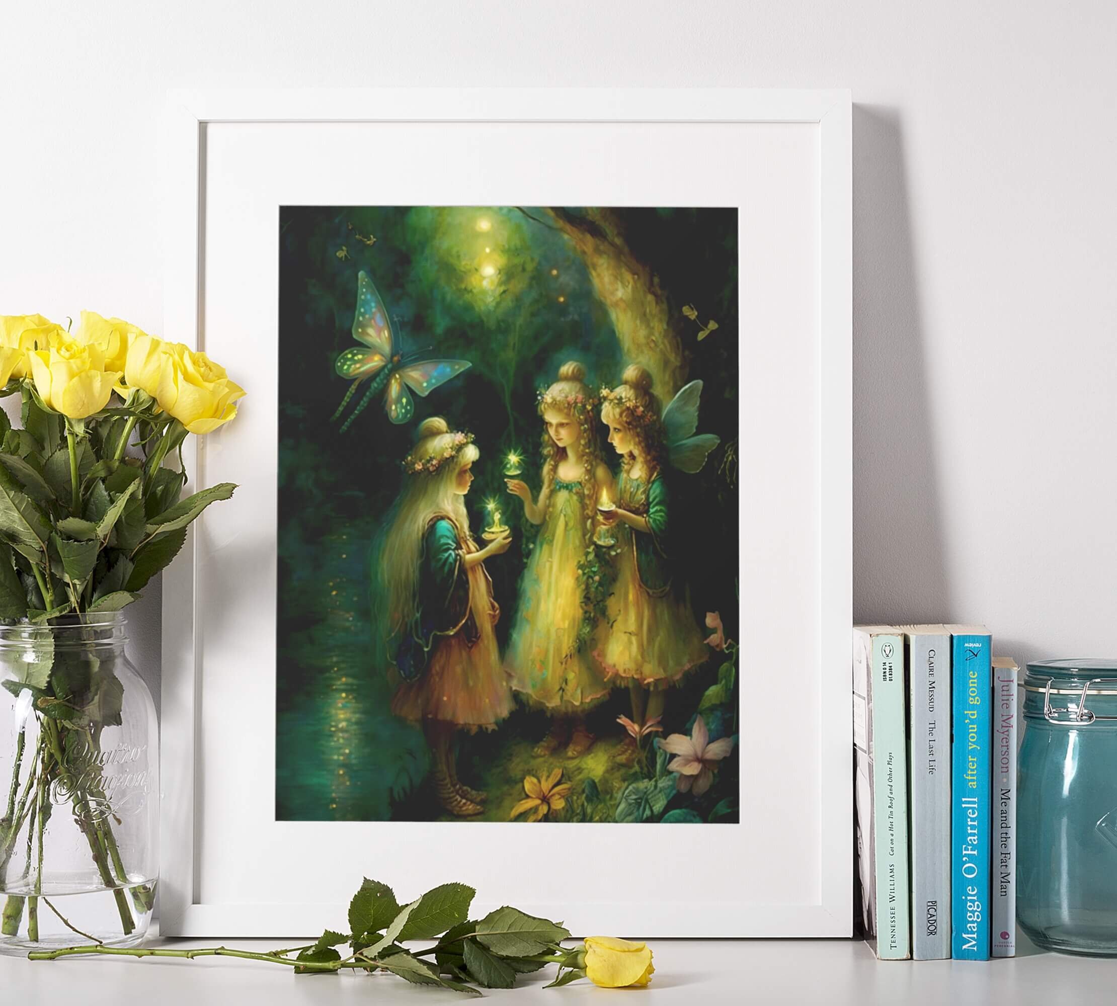 Garden Fairy Art Angel With Wing Art Fairy Tale Wall Art Fable Artwork ...