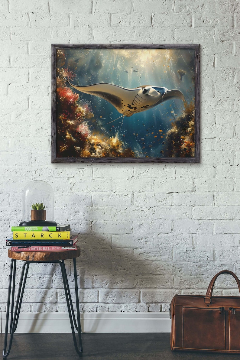 Manta Ray Art Print Instant Download: Watercolor Painting of a Sea ...