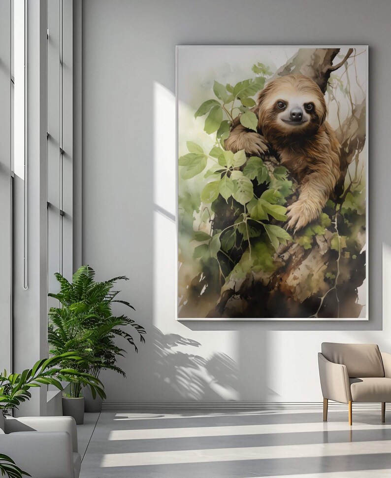 2 Sloth Print Set | Sloth Wall Art | Wildlife Artwork | Watercolor ...