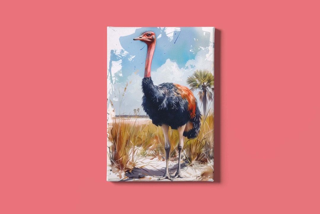 Ostrich Wall Art Ostrich Art Ostrich Poster Flightless Bird Art Print ...