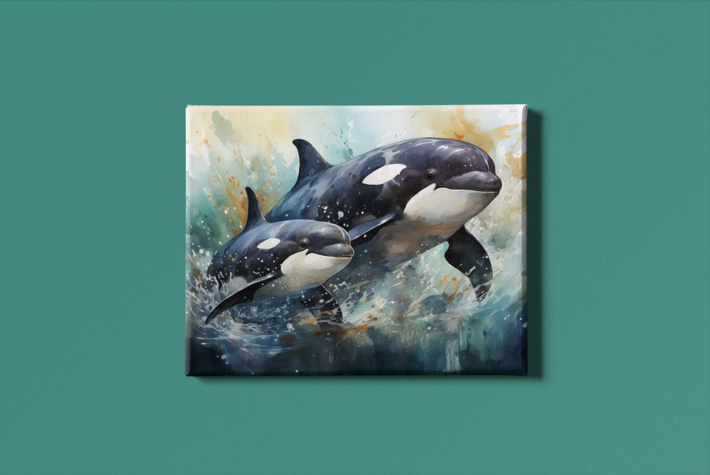 Orca Art Print | Killer Whale Wall Art | Orca Whale and Calf Art ...