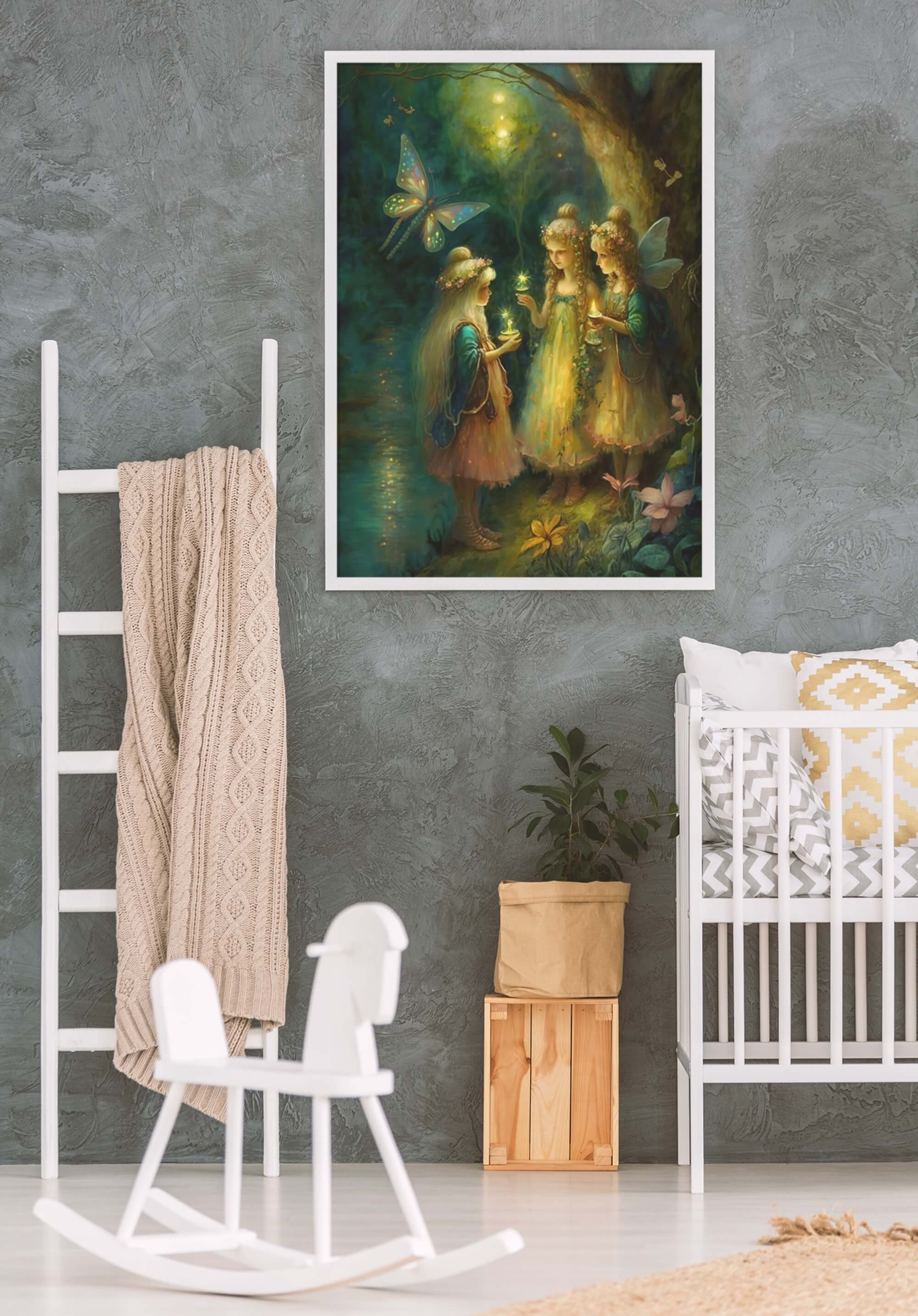 Garden Fairy Art Angel With Wing Art Fairy Tale Wall Art Fable Artwork ...