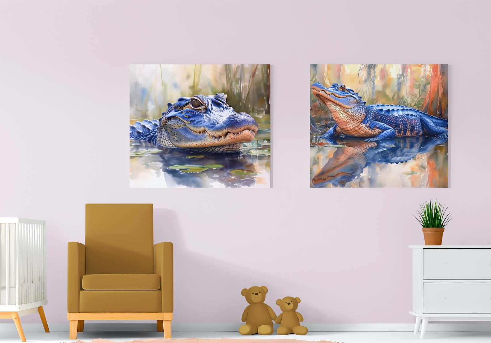 Crocodile Art Print Digital Download Bundle: Set of 2 Printable ...