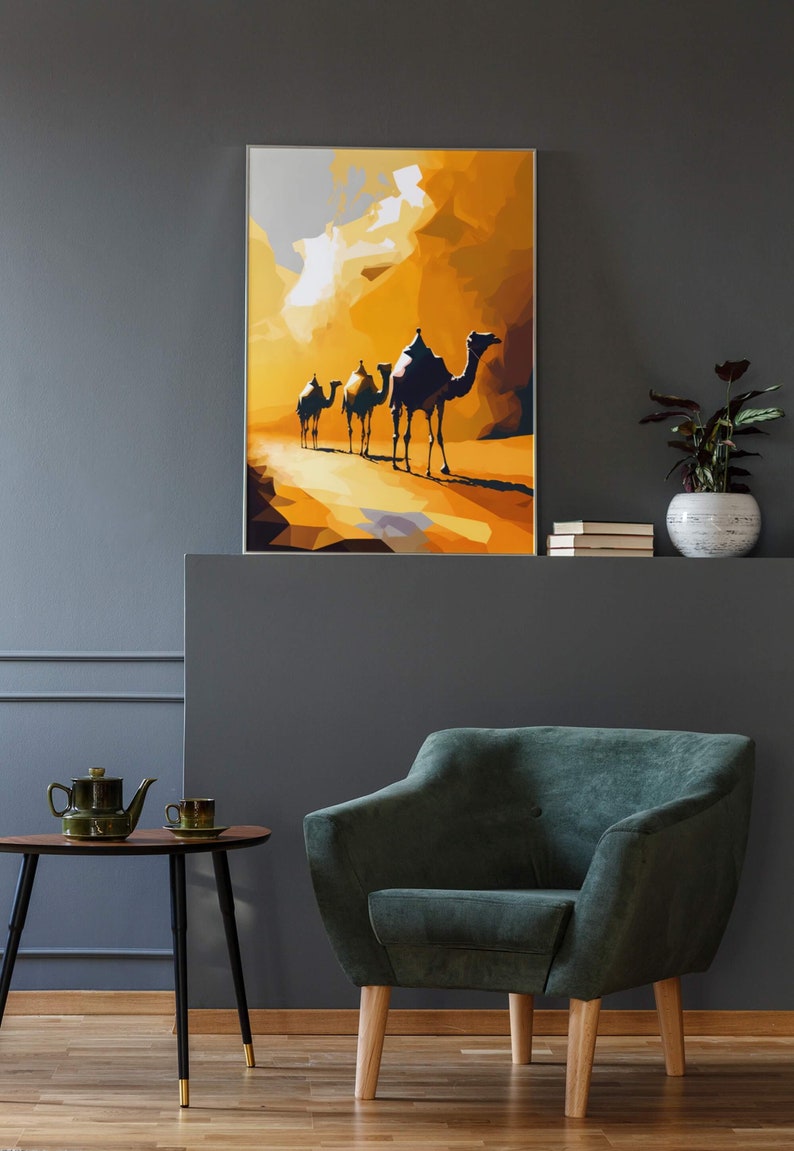 Camel Art Print Instant Download: Watercolor Painting of a Flock of ...