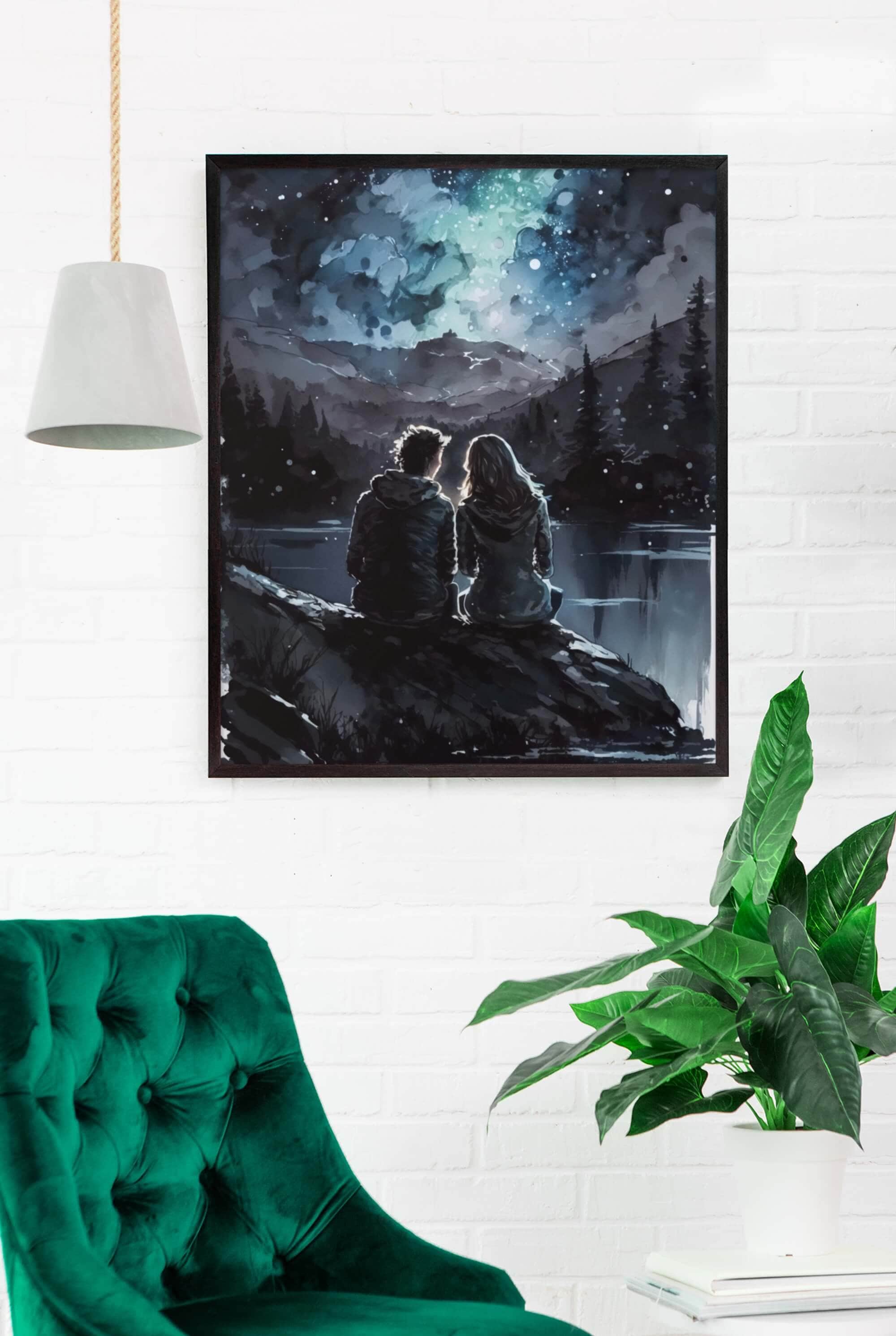 Stargazing Wall Art Print | Look at the Stars Art | Couple Art ...