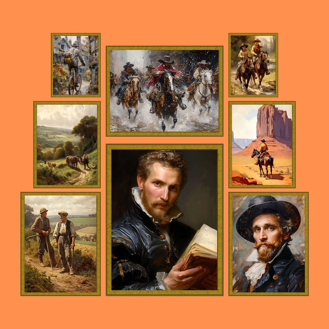 8 Edwardian Man Art Print Set | Vintage Man Wall Art | Renaissance Man ...