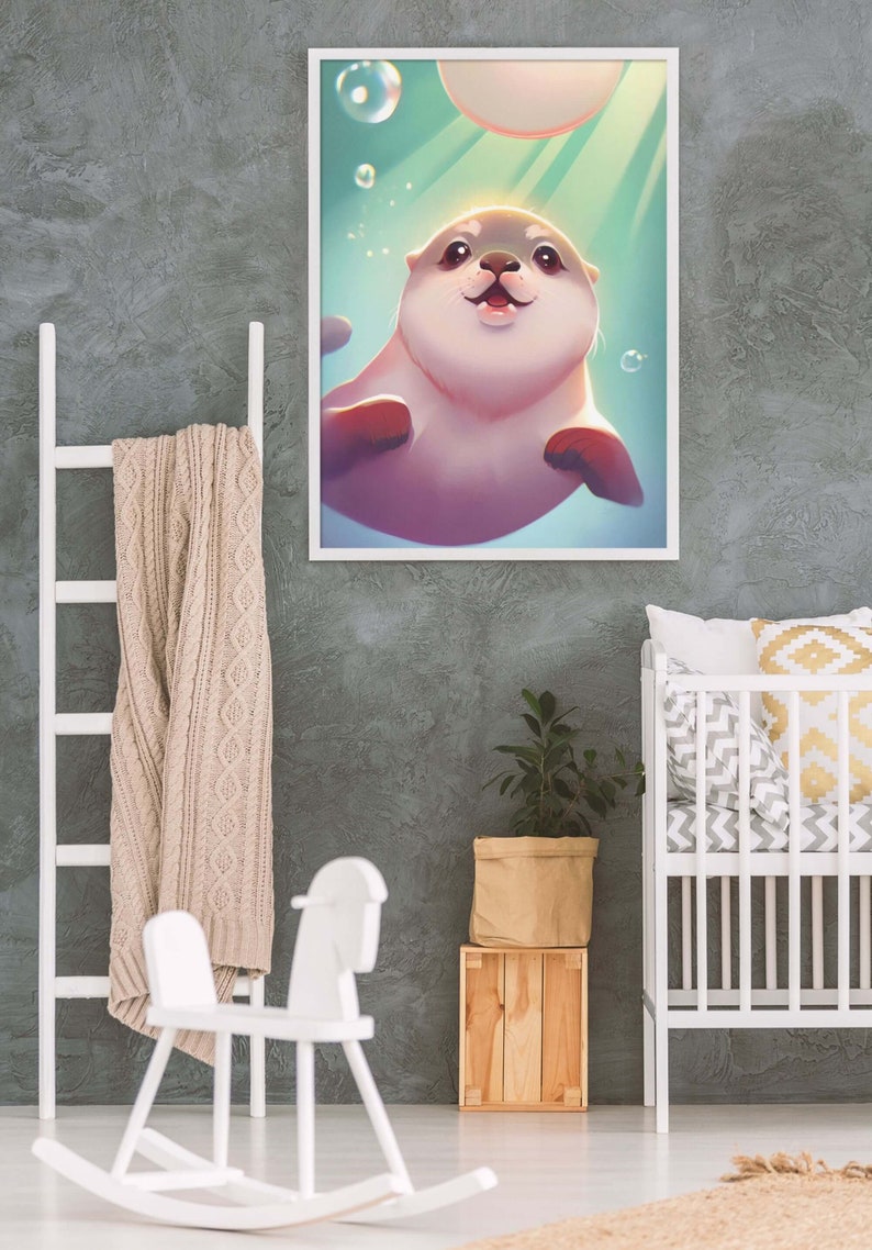 Baby Aquatic Marine Animal Bundle Set of 5 Wall Art Print Dolphin Otter ...